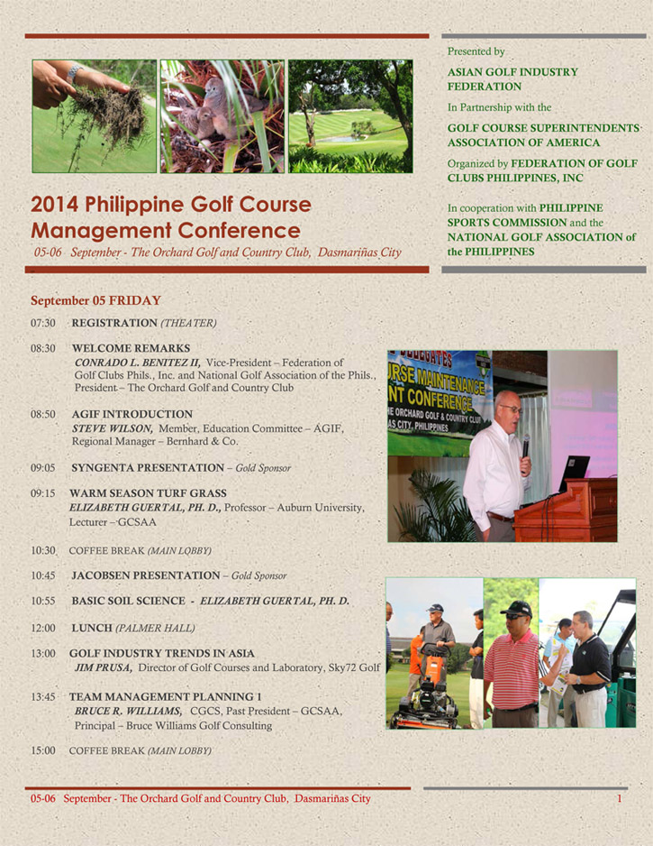 2014 Philippine Golf Course Management Conference - The Orchard Golf ...
