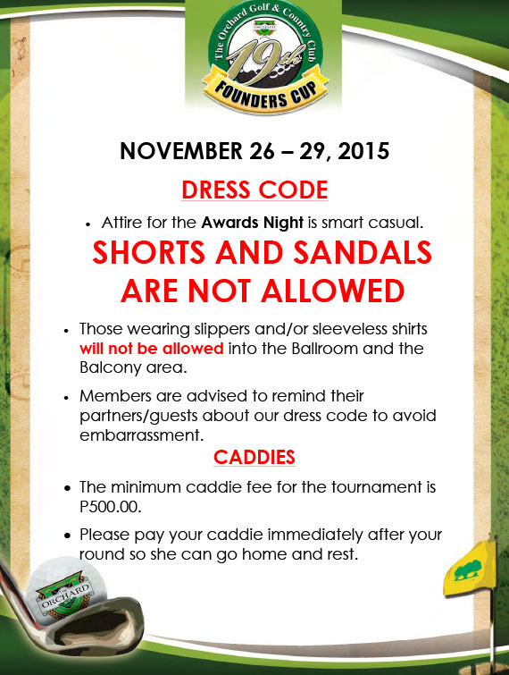 The Orchard Golf & Country Club - Dress Code